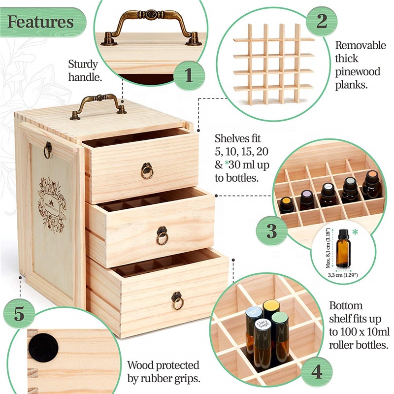 Wooden essential oil bottle organizer boxes | Custom Wooden Box